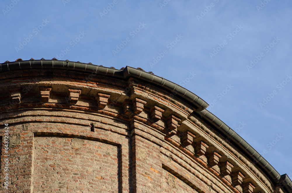 particular architecture, cornice of a neo classic building with exposed ...