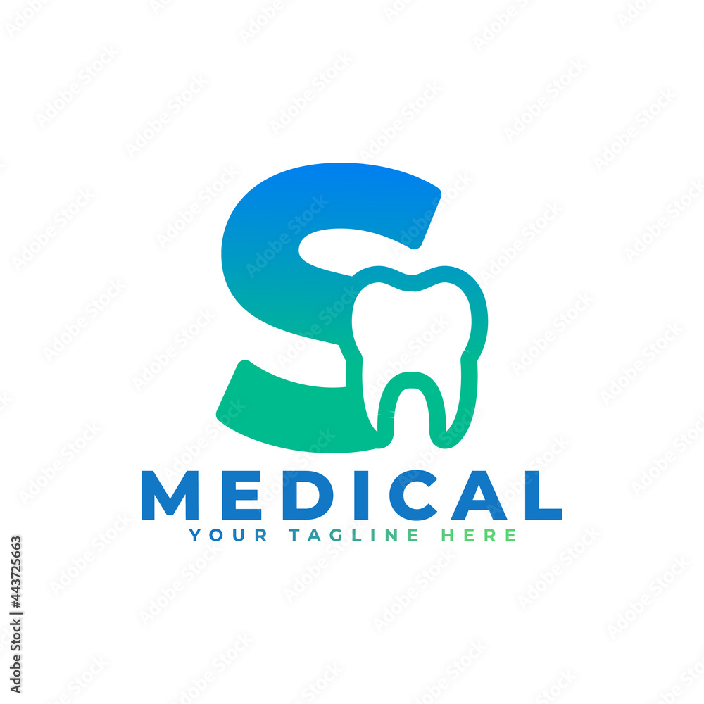 Dental Clinic Logo. Blue Shape Initial Letter S Linked with Tooth ...