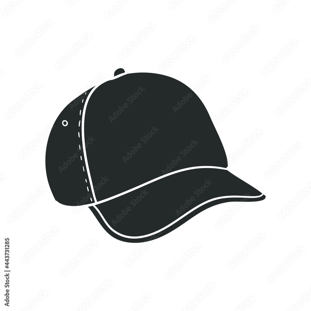 Sport Cap Icon Silhouette Illustration. Baseball Hat Vector Graphic ...
