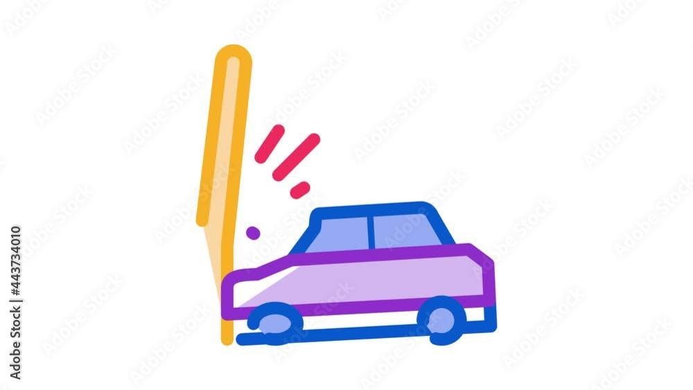 plunging car into pole Icon Animation. color plunging car into pole ...