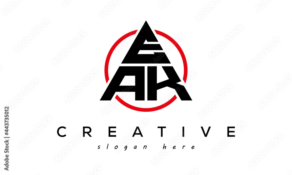 EAK triangle letter with circle logo Stock Vector | Adobe Stock
