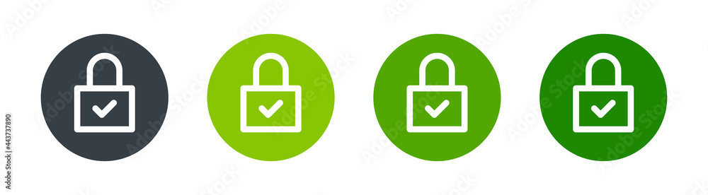 Lock icon. Containing padlock with check mark symbol of protection ...