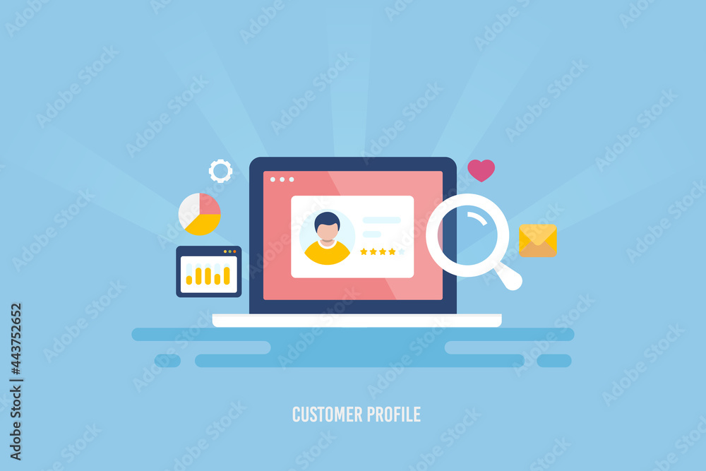 Customer profile, personal information document with customer photo ...