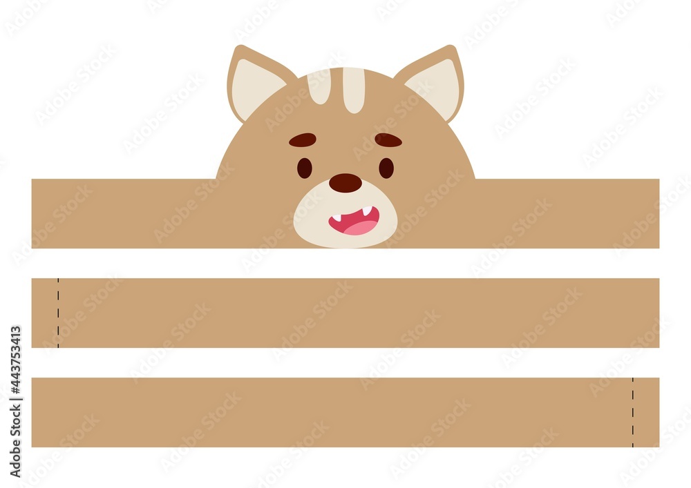 Printable cat paper crown. Diy cut party ribbon template for birthday ...