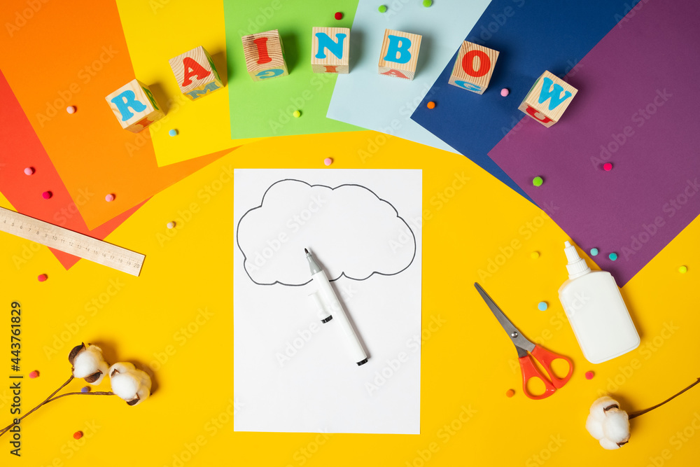 DIY children paper rainbow. Step-by-step instruction to create a ...