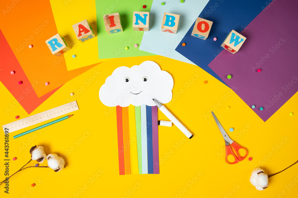 DIY children paper rainbow. Step-by-step instruction to create a ...