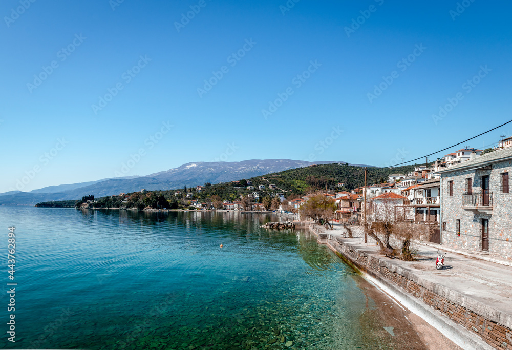 The waterfront of Afissos, a small, traditional village on the southern ...
