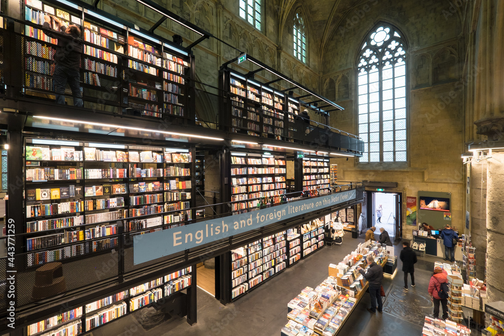MAASTRICHT, NETHERLANDS JANUARY 24 2020: Interior of Dominican church ...