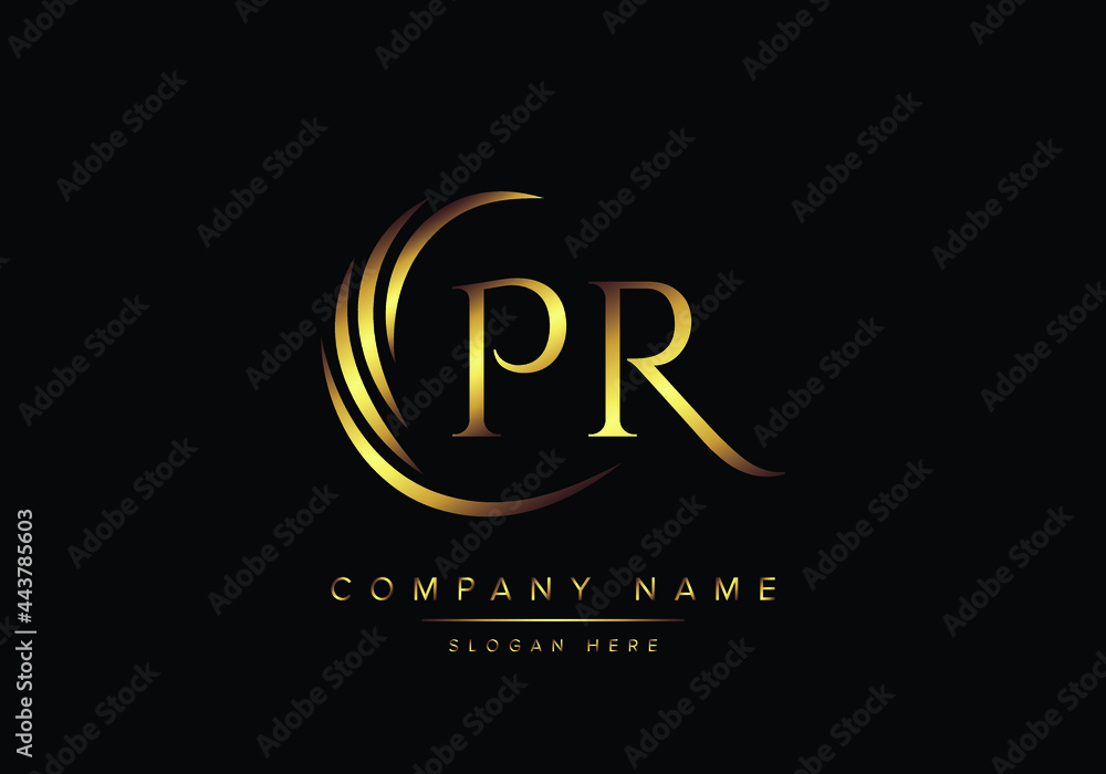 alphabet letters PR monogram logo, gold color elegant classical Stock ...