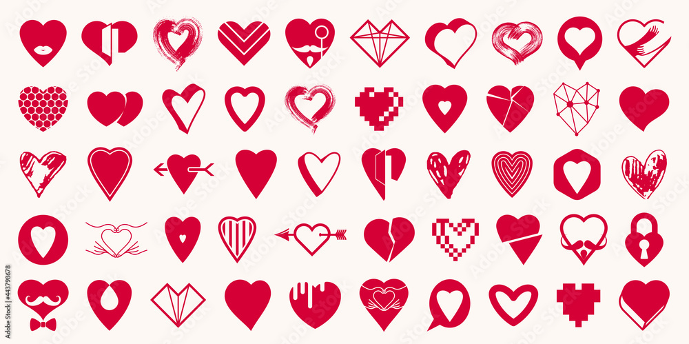 Hearts big vector set of different shapes and concepts logos or icons ...