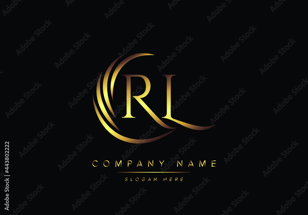 alphabet letters RL monogram logo, gold color elegant classical Stock ...