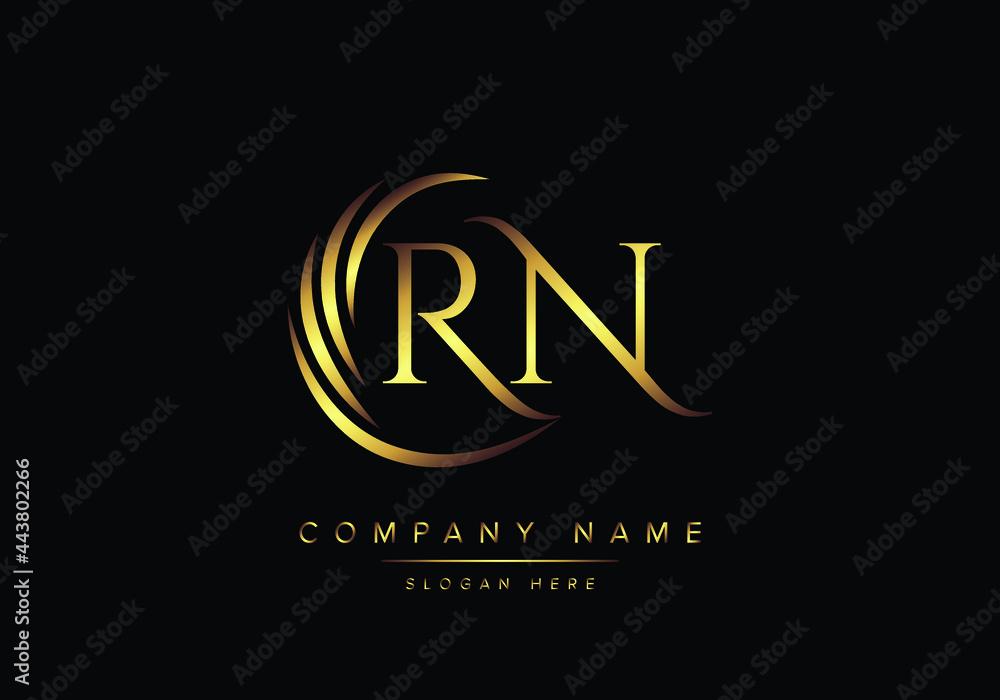 alphabet letters RN monogram logo, gold color elegant classical Stock ...