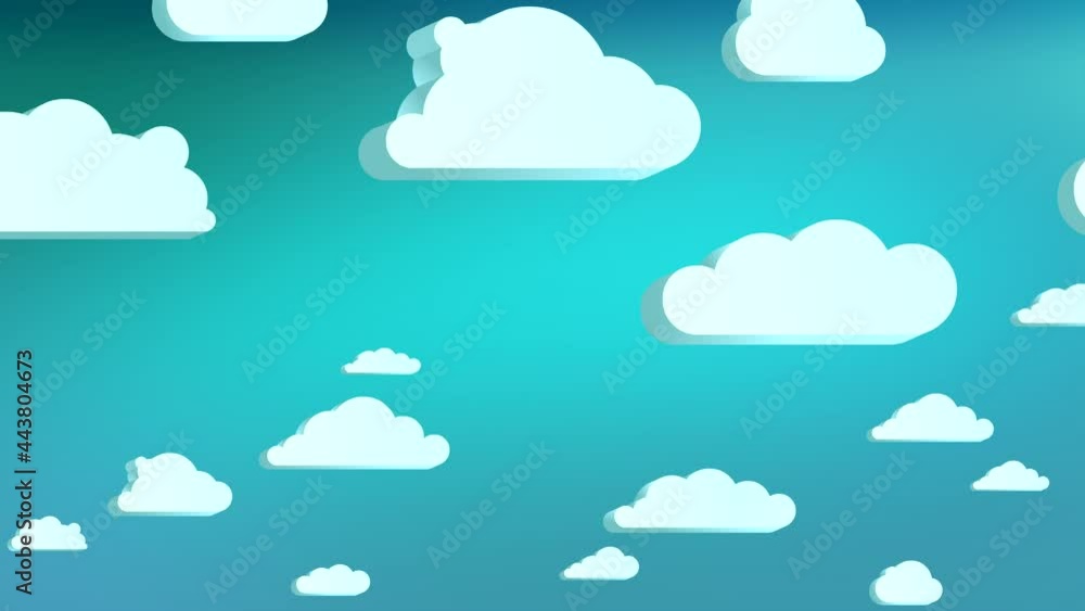 Cartoon moving clouds animation 1 minute 60 fps loop. Blue sky. Good ...