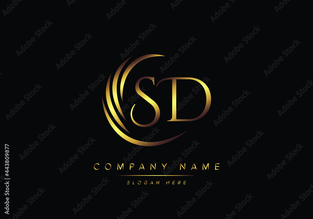 Vetor de alphabet letters SD monogram logo, gold color elegant ...