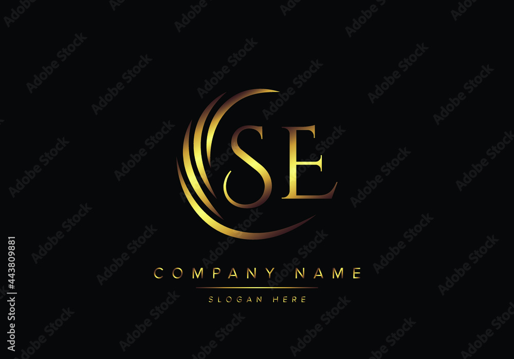 alphabet letters SE monogram logo, gold color elegant classical Stock ...