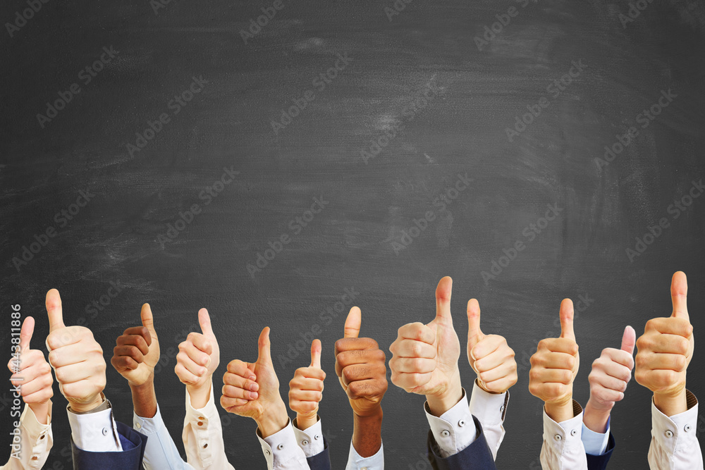 Tafel mit Händen Stock Photo | Adobe Stock