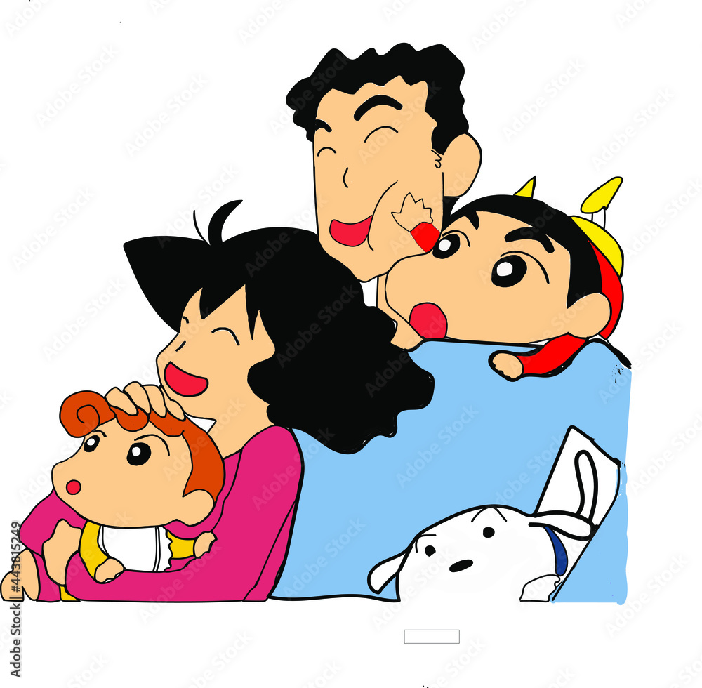 shinchan family vacation illustration Stock Vector | Adobe Stock