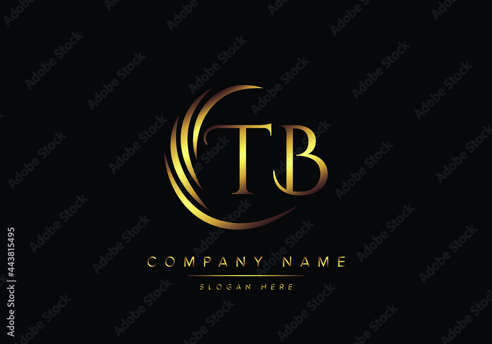 alphabet letters TB monogram logo, gold color elegant classical Stock ...