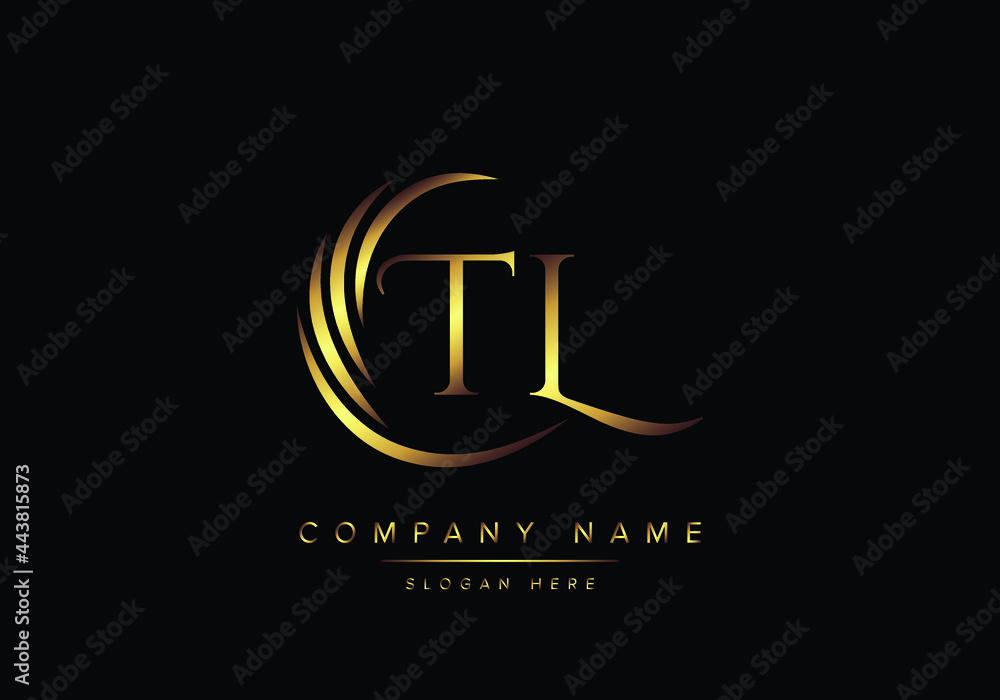 alphabet letters TL monogram logo, gold color elegant classical Stock ...