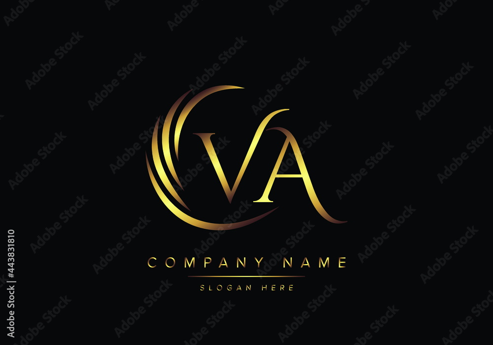 alphabet letters VA monogram logo, gold color elegant classical Stock ...
