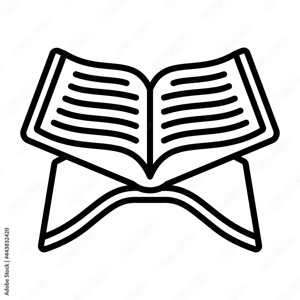 Quran Religious Islamic Book Concept, Kuran with Rail Vector Icon ...