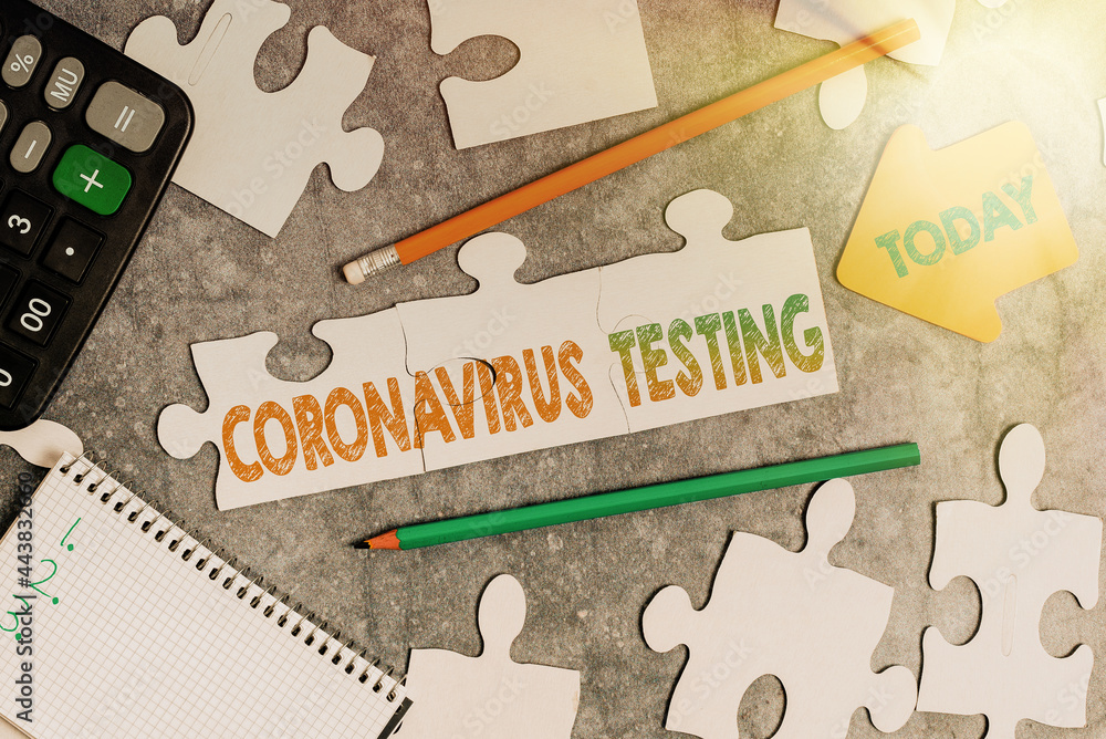 Hand writing sign Coronavirus Testing. Word Written on Collection of ...