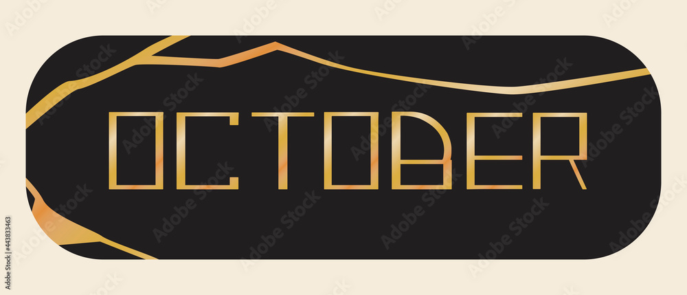 October text, kintsugi illustration, symbol vector stock illustration ...