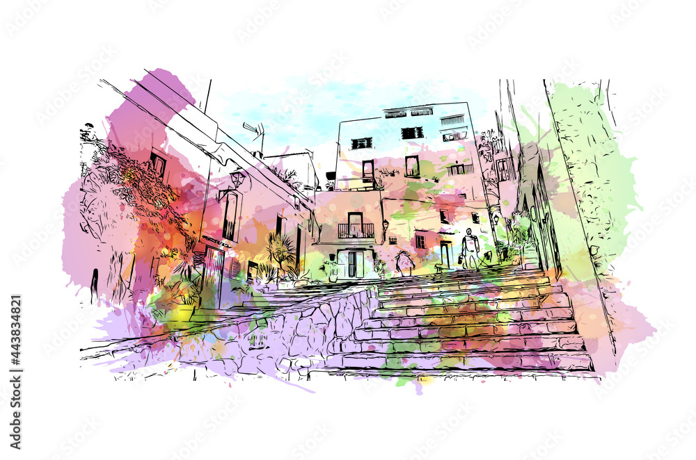 Building view with landmark of Ibiza town is the capital of Ibiza ...