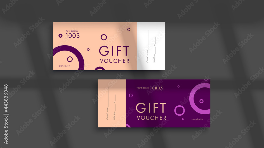 Abstract gift voucher card template. Modern discount coupon or ...