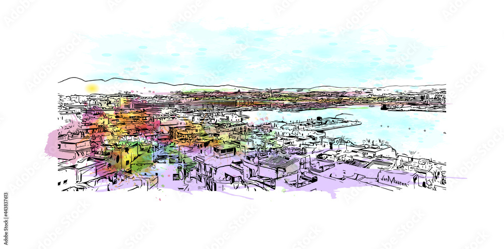 Building view with landmark of Ibiza town is the capital of Ibiza ...