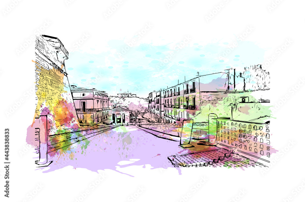 Building view with landmark of Ibiza town is the capital of Ibiza ...