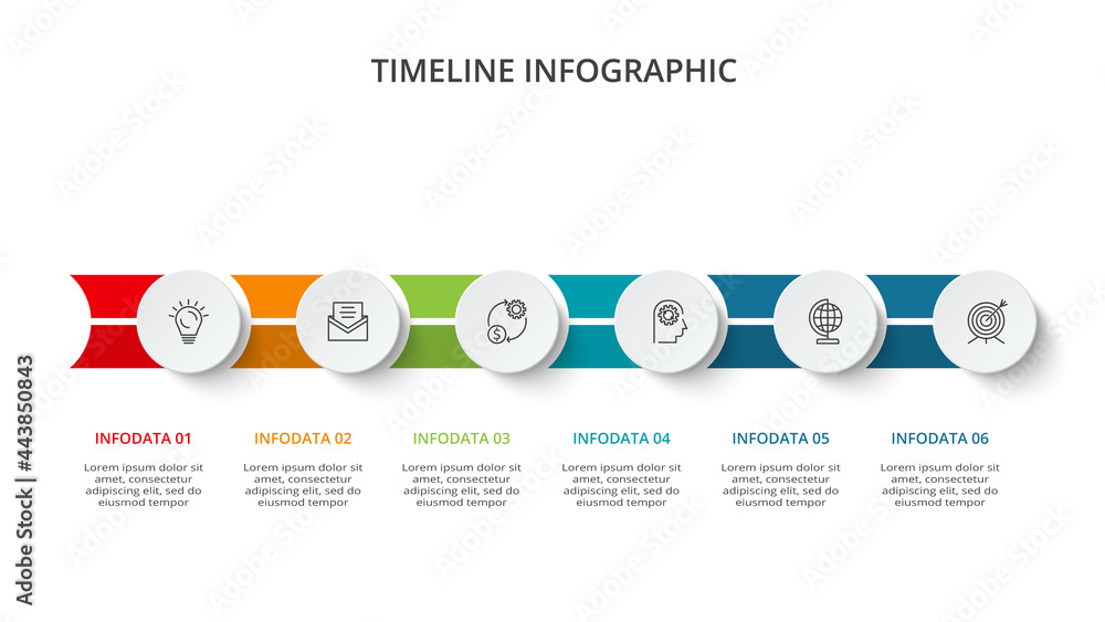 Timeline with 7 elements, infographic template for web, business ...