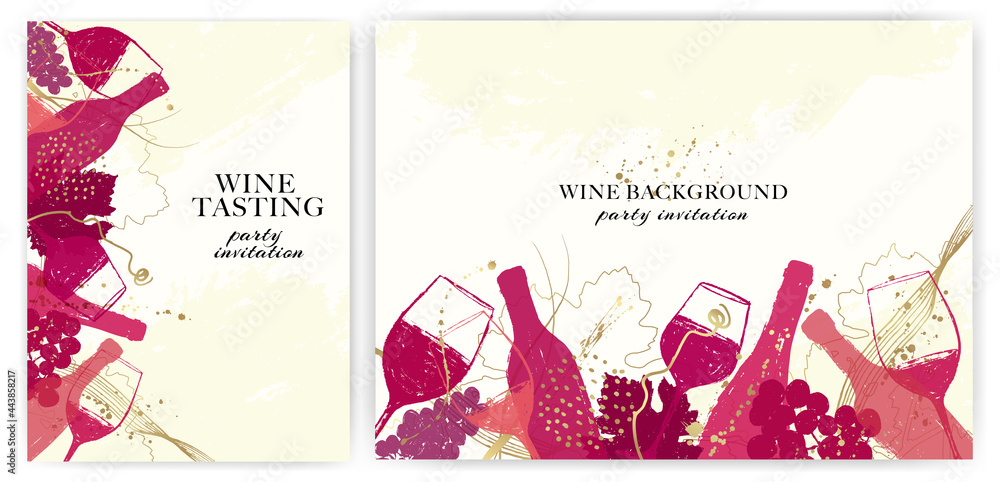Elegant wine background design. Modern illustration wine glass and ...