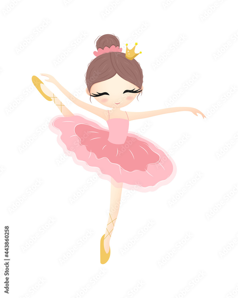 Cute ballerina isolated on white background. Vector illustration Stock ...