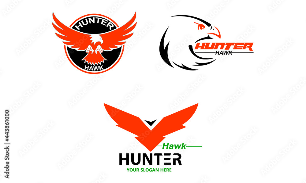 Hawk hunter logo design idea Stock Vector | Adobe Stock