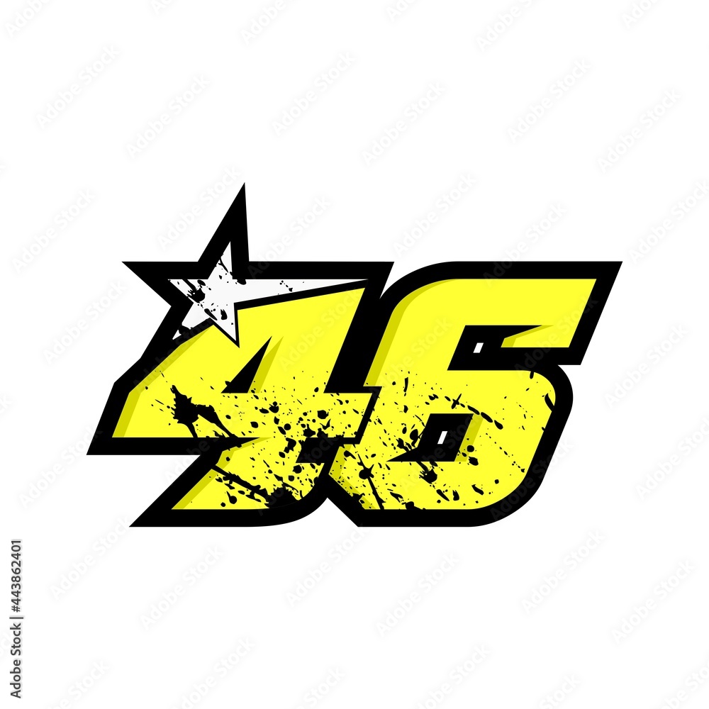 Simple Star Racing Number 46 Stock Vector | Adobe Stock