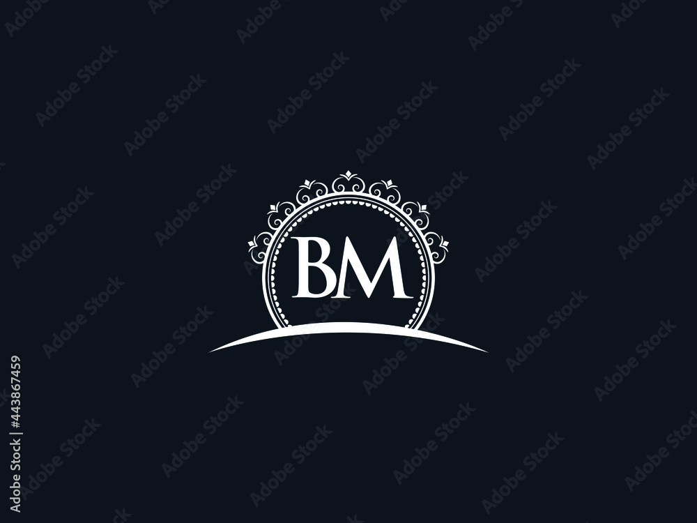 Luxury BM Letter, initial Black bm Logo Icon Vector For Hotel Heraldic ...