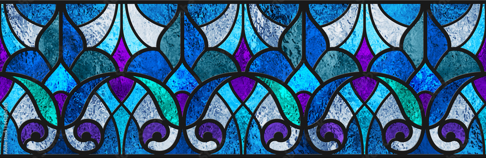 Sketch of a blue stained glass window. Abstract stained-glass ...