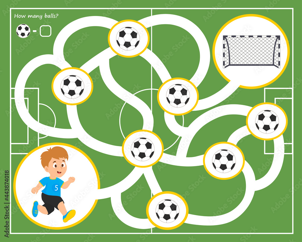 A game for children to develop logic. Go through the maze and count the ...