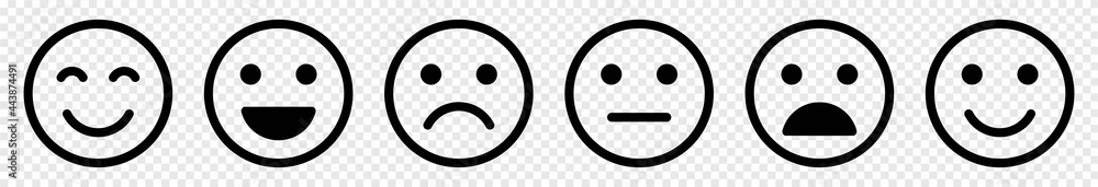 set of emoticons, Basic emoticons face collection, Line face expression ...