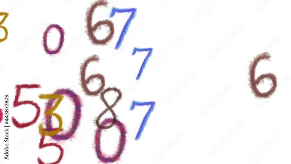 Scrolling numbers moving to right of screen. Hand painted colorful ...