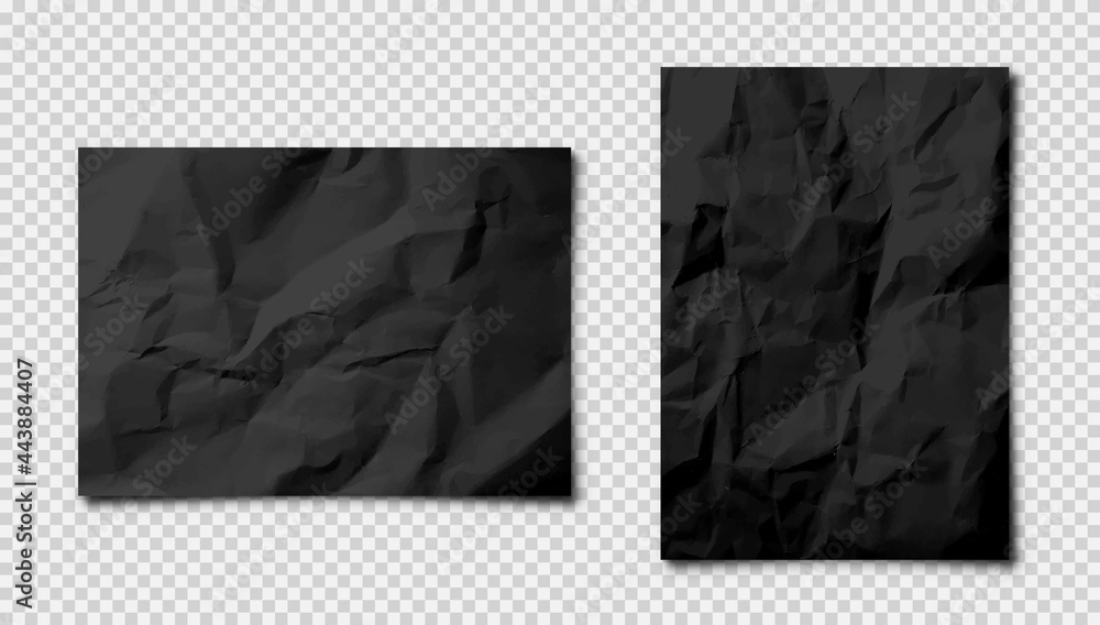 Realistic blank crumpled paper sheets in A4 size with shadow on ...