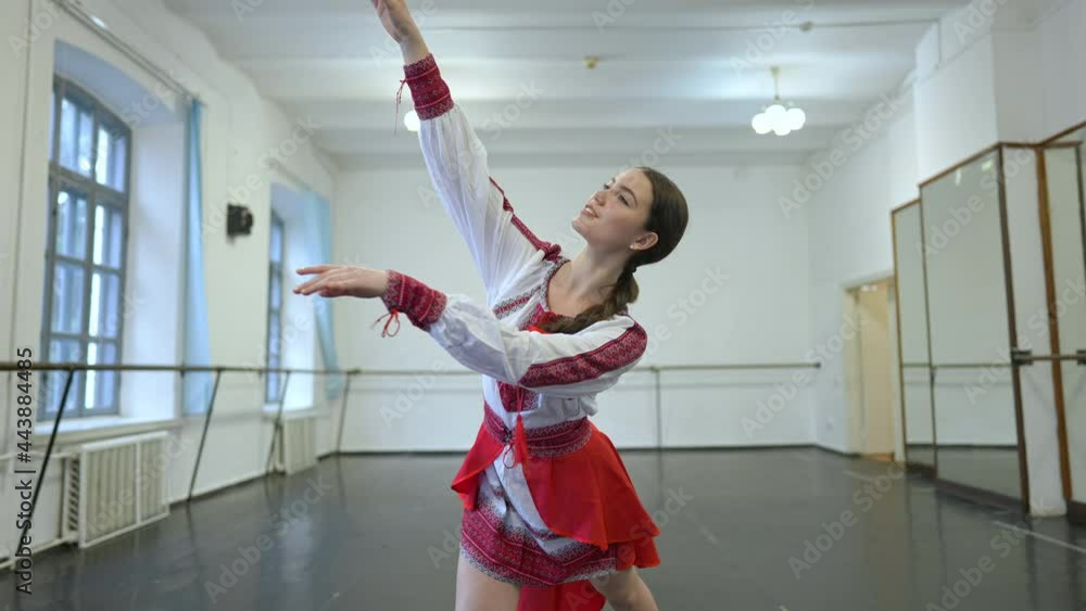 Vidéo Stock Zoom in to smiling beautiful young woman in Ukrainian ...