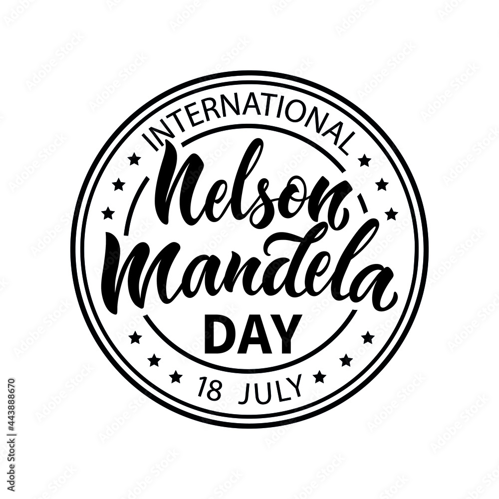 Nelson Mandela Day handwritten text isolated on white background ...