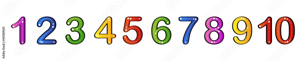 Educational illustration to learn how to count and write from one to ...