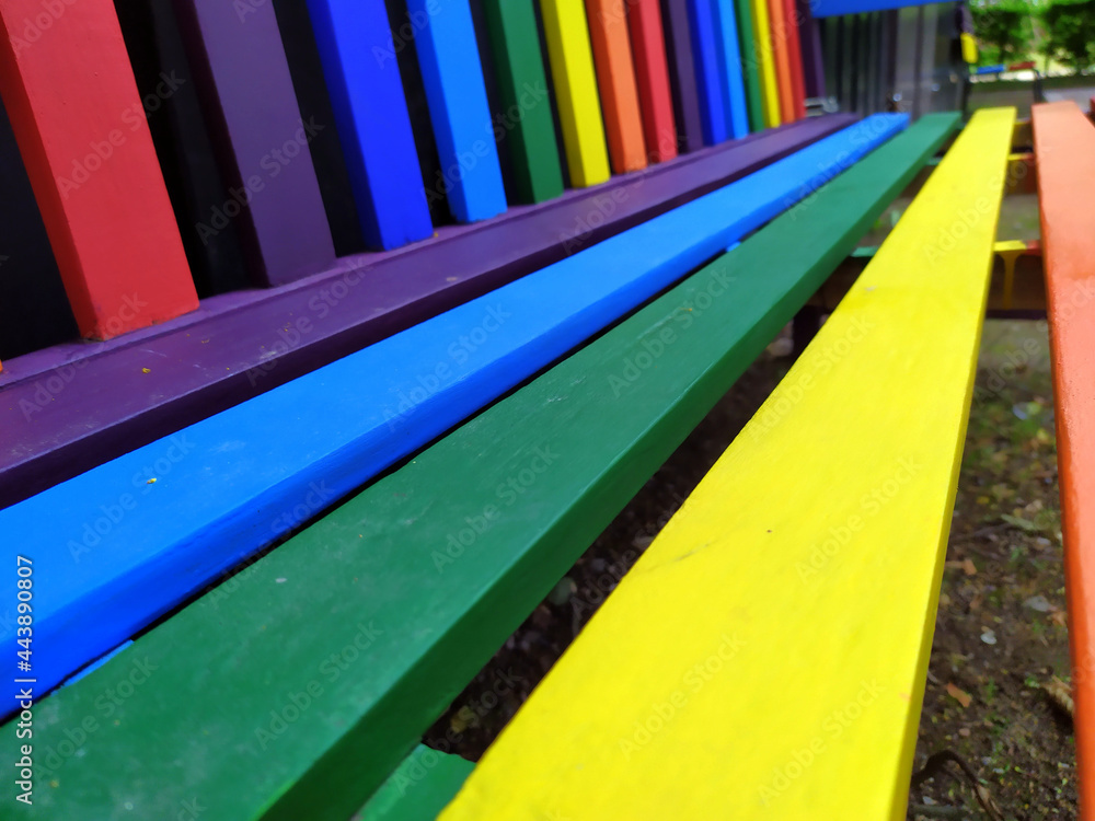 Foto de Colorful bench with different shiny colors as symbol for ...