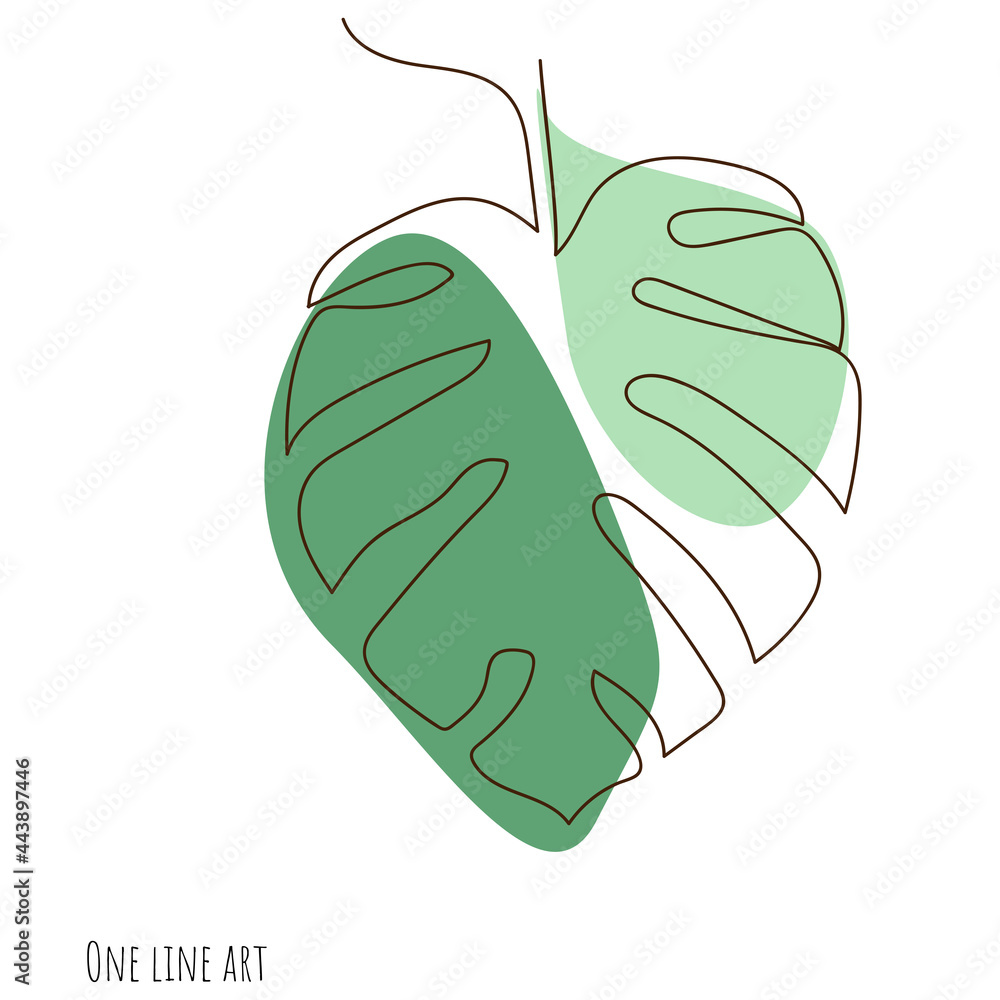 one line art monstera leaf Stock Vector | Adobe Stock