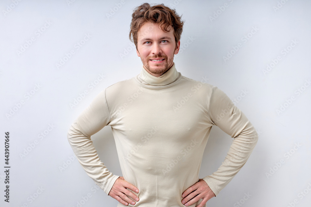 Portrait Of Optimistic Guy Smiling At Camera, Open-minded Male With ...