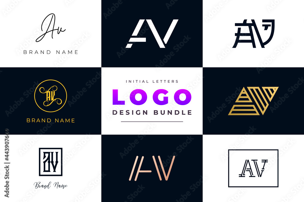 Set of collection Initial Letters AV Logo Design. Stock Vector | Adobe ...
