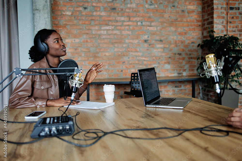 Female telling her story for audience Stock Photo | Adobe Stock